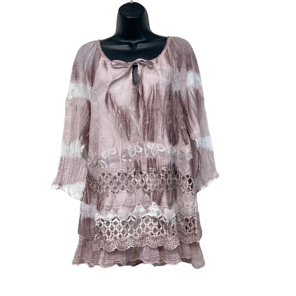 Indigo Thread Co | Tops | Indigo Thread Co Embroidered Gauze Peasant ...